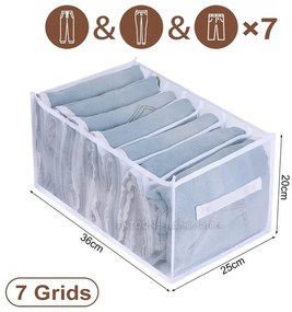 Šatní organizér transparentní (20x25x36 cm) Barva: Bílá, Velikost: 7 přihrádek s uchem