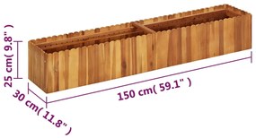 Zahradní vyvýšený záhon 150 x 30 x 25 cm masivní akáciové dřevo - Default Title