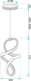 Toolight Toolight, LED závěsné svítidlo 24W, 4000K, 4500lm, G074-1CP, zlatá, OSW-08662