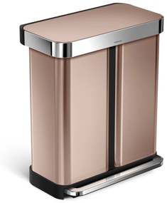 Pedálový odpadkový koš Simplehuman na tříděný odpad – 58l, bronzový - ROSE GOLD
