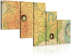 Obraz 170x100 Mapa Usa Stará mapa Vintage Stará geografie Cestování