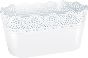 Prosperplast Truhlík s krajou LACE bílý, 28,5 x 13,5 x 15,5 cm