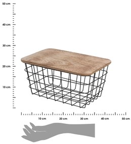 Drátěný košík s poklopem OSCAR 31x22 cm černý