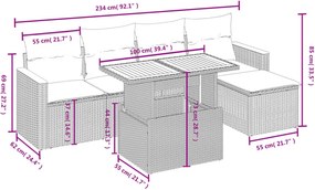 6dílná zahradní sedací souprava s poduškami béžová polyratan 3273054
