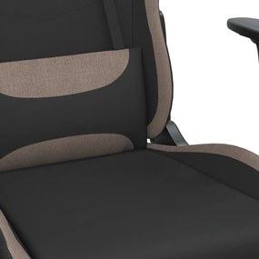 Herní židle s podnožkou černá a taupe textil,  3143745