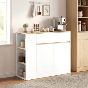 Sideboard, großes Schrankfach, 3 Ablagefächer, Schublade, 106 x 30 x 81,2cm, Weiß/Holz