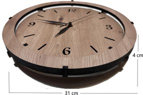 Li-Go Dřevěné hodiny nástěnné "Kruh klasik" dub světlý velikost svítidla/hodin: 31 cm