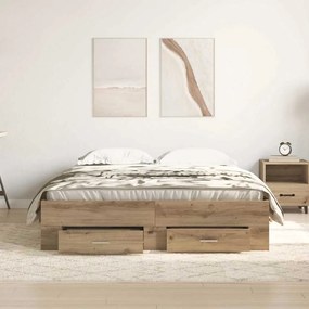 Rám postele Artisanový dub 135 x 190 cm Kompozitní dřevo 3333976