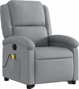 Zvedací masážní polohovací křeslo světle šedé textil 3204176