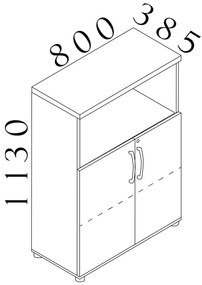 Střední skříň Visio LUX 80 x 38,5 x 113 cm, ořech