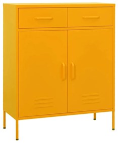 Úložná skříň hořčicově žlutá 80 x 35 x 101,5 cm ocel - Default Title