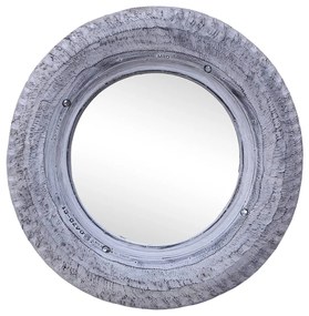 Zrcadlo bílé 50 cm masivní recyklovaná pneumatika kaučuk - Default Title