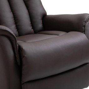 HOMCOM elektrické křeslo se stojanem TV křeslo se stojanem, polohovací s funkcí sklápění, imitace kůže, hnědá, 80 x 94 x 104 cm