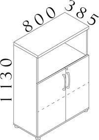 Střední skříň Visio LUX 80 x 38,5 x 113 cm, dub