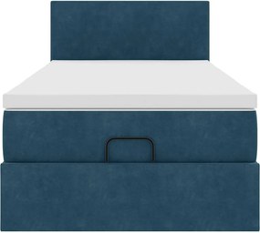 Osmanský rám postele s matrací tmavě modrá 100x200cm samet 3312534