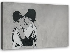 Obraz na plátně Banksy Líbající se policisté - 120x80 cm