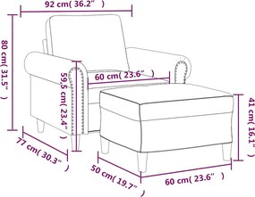Křeslo s podnožkou modrá 60 cm samet 3201214