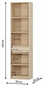 Otevřený regál TEYO 1S, dub sonoma