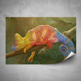 Plakát - Barevný chameleon (60x40 cm) - PopyDesign