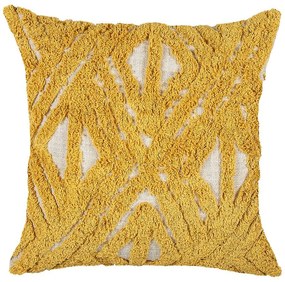 Tkaný bavlněný polštář s geometrickým vzorem 45 x 45 cm žlutý ALCEA Beliani
