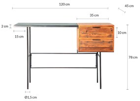 Pracovní stůl llesa 120 x 45 cm kovový MUZZA