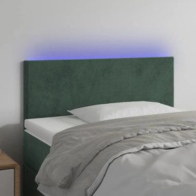 Čelo postele s LED tmavě zelené 90x5x78/88 cm samet 3121371
