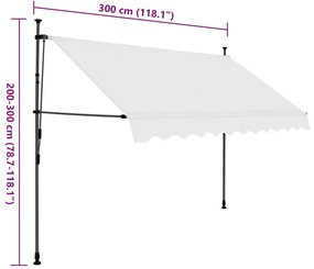 vidaXL Marketos Ručně zatahovací markýza s LED světlem 300 cm krémová