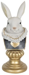 Busta králíka s límcem na zlatém podstavci - 12*11*29 cm