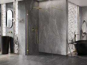 Mexen Lunar sprchová stěna Walk-in levá 70 x 200 cm, transparentní 8 mm, zlatá kartáčovaná - 830-070-000-55-00-L
