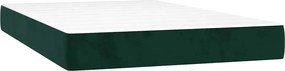 Box spring postel s matrací a LED tmavě zelená 120x200 cm samet 3135996