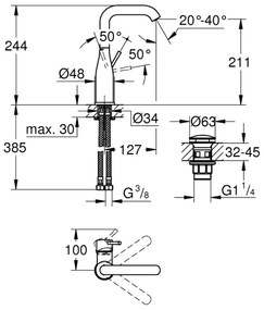 GROHE 23799001 - Umyvadlová baterie ESSENCE velikost L lesklý chrom