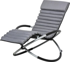 Ergonomické houpací křeslo Outsunny 2v1 - Zahradní křeslo s naší houpací slunečními lehátko z kovu a textilenu, kulaté tmavě šedé | Aosom