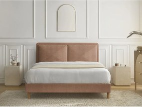 Starorůžová čalouněná čalouněná dvoulůžková postel s roštem 140x190 cm Mara – Bobochic Paris
