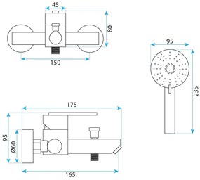 Nástěnná vanová baterie REA Ontario gun grey