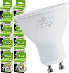 ECOLIGHT 6x LED žárovka GU10 10W teplá bílá