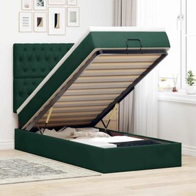 Osmanský rám postele s matracemi tmavě zelené 100x200cm samet 3314375