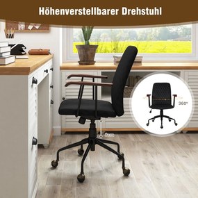 Costway Výškově nastavitelná kancelářská židle ze sametu s opěradlem, které
