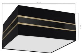 Stropní svítidlo Ultimo Square, 1x černé/zlaté textilní stínítko, (bílé plexisklo), (40 cm)