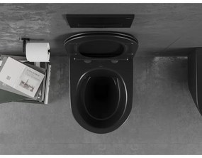 Mexen Lena WC mísa Rimless s pomalu padající deskou slim, duroplast, Matná černá - 30221085