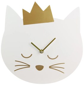 Home Deco Factory Dětské nástěnné hodiny kočka s korunkou 30 cm