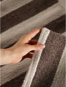 Bílý/hnědý oboustranný/ručně tkaný vlněný běhoun 80x200 cm Vika – Hanse Home