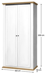 Kondela Kombinovaná skříň MZ2, bílá/dub grand, LEON