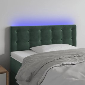 Čelo postele s LED tmavě zelené 100x5x78/88 cm samet 3122091