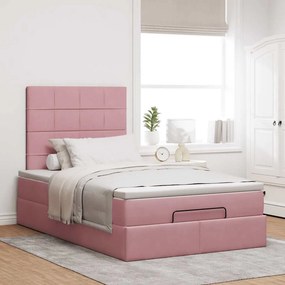 Osmanský rám postele s matracemi růžová 120x200cm samet 3313468
