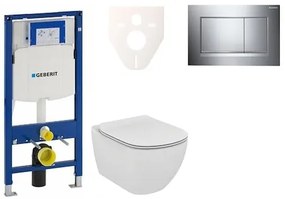Cenově zvýhodněný závěsný WC set Geberit do lehkých stěn / předstěnová montáž+ WC Ideal Standard Tesi 111.300.00.5NE6
