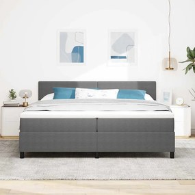Postel s boxspringem s čelo Světle šedá a bílá 200 x 200 cm 3337527