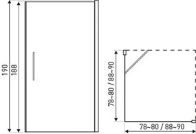 Novoterm Čtvercový sprchový kout NV-Monica 80x80 chrom/transparent - bez vaničky