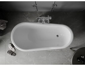 Mexen Retro, volně stojící vana 150 x 73 cm, bílá-černá, chromové nohy, 53251507375-00