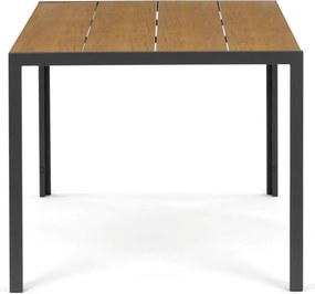 Stůl zahradní, deska polywood v dekoru dubu, šedá kovová konstrukce (150 x 89,5) cm