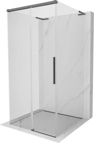 Mexen Rox-3SL, 3-stěnný posuvný sprchový kout 120 x 120 cm, 8mm čiré sklo, broušený grafit profil, 8C2L-120-120-66-00-3S